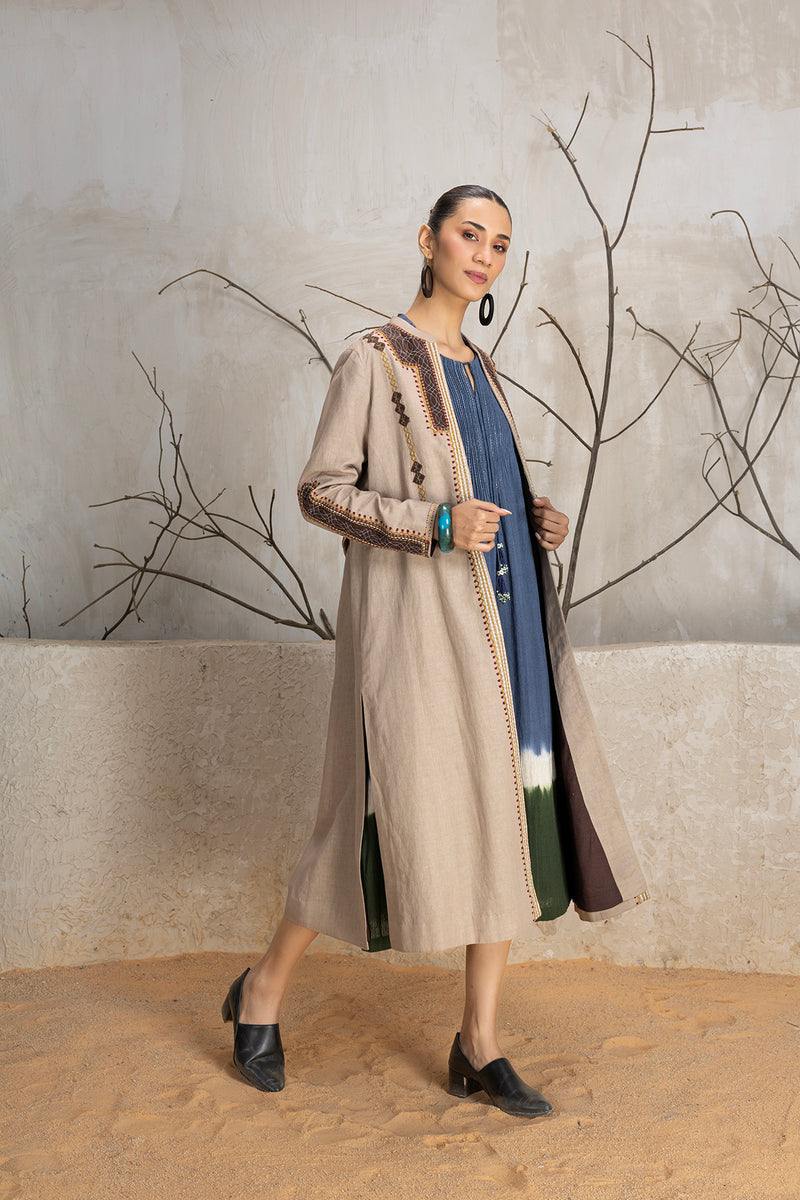 TOOSH LINEN EMBROIDERED JACKET (1 PC) – Anju Modi