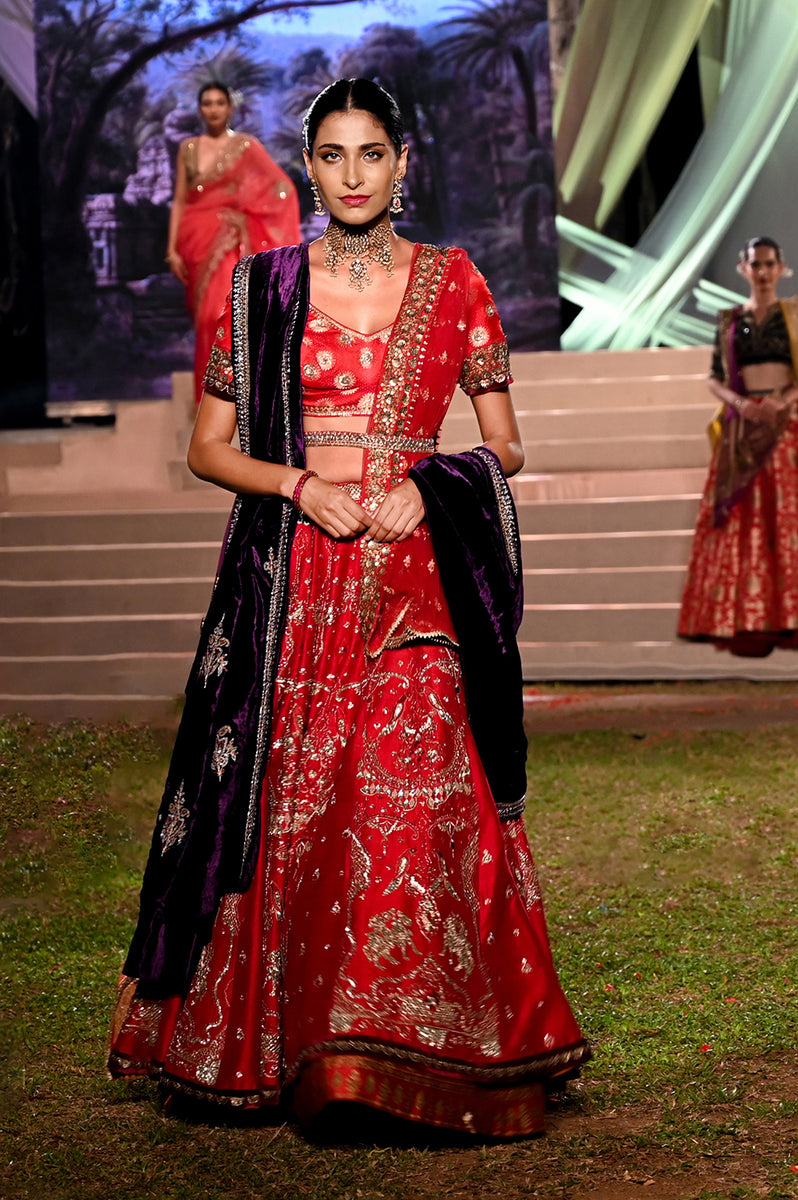 Purple embroidered velvet dushala (DUS-92) – Anju Modi