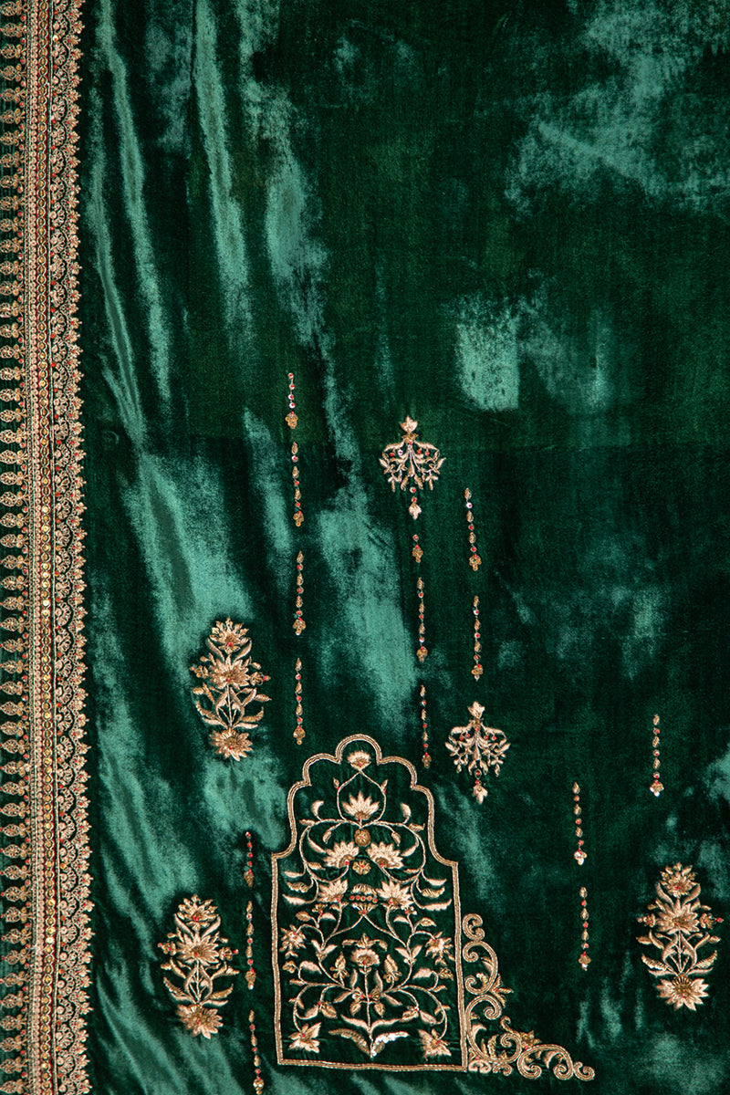 EMERALD SILK VELVET EMBROIDERED DUSHALA ( DUS-63 ) – Anju Modi