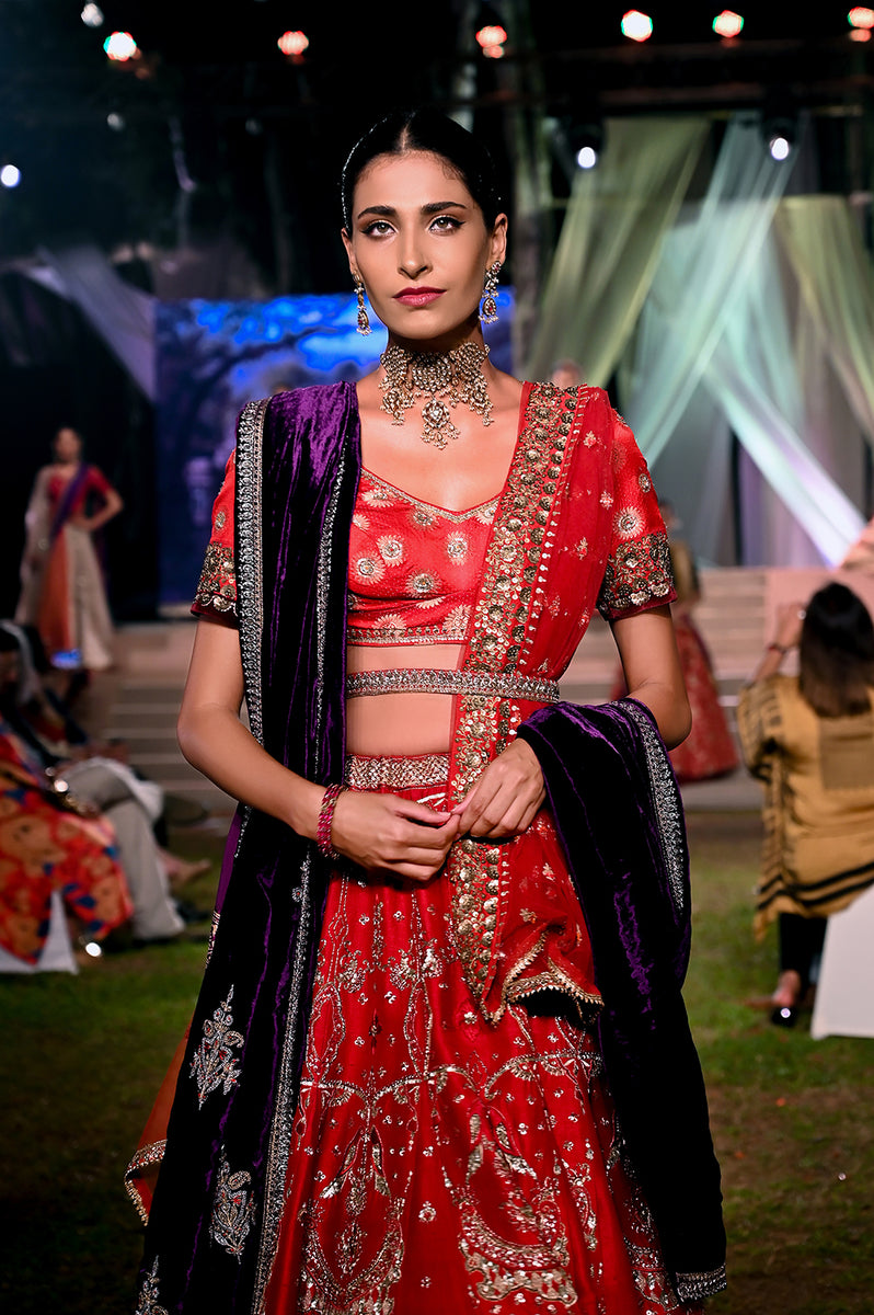 PURPLE VELVET EMBROIDERED DUSHALA (DUS-92) – Anju Modi