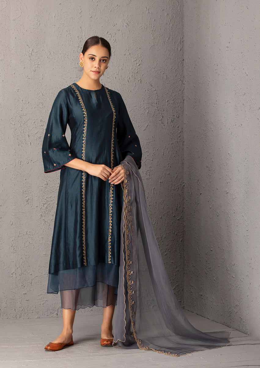 Midnight blue tunic set (YMN-13A) – Anju Modi