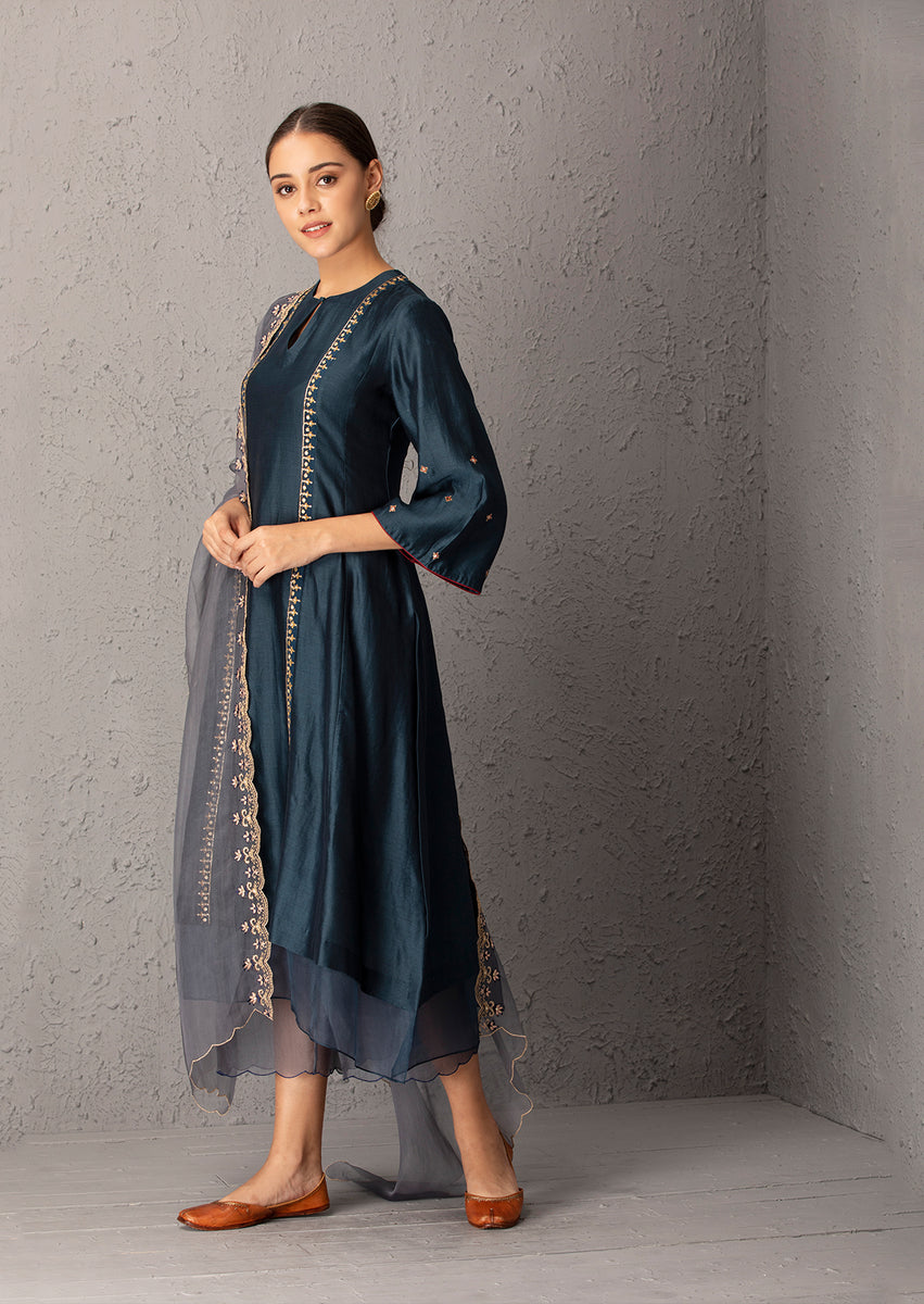 Midnight blue tunic set (YMN-13A) – Anju Modi